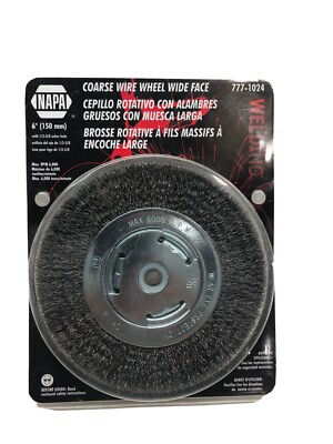 NAPA 6” Wire Wheel 777-1024 Welding Grinding Coarse wide face 1/2-5/8 ...