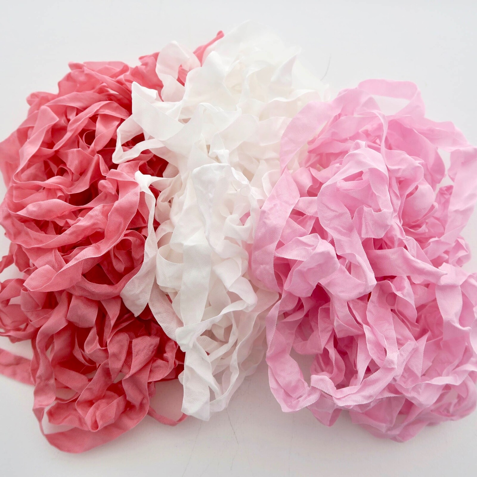 Seam Binding Ribbon-Scrunched Rayon Crinkled Ribbon - Pink -White-15 ...