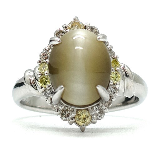 Jewelry Ring Nephrite cats eye 3.31ct Platinum 4107369 | eBay