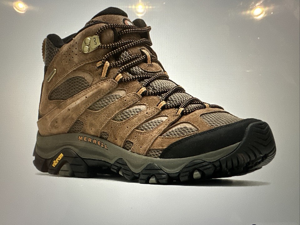 NIB Men’s Merrell Moab 3 Mid Waterproof Hiking Shoes In Earth, Size 11M ...