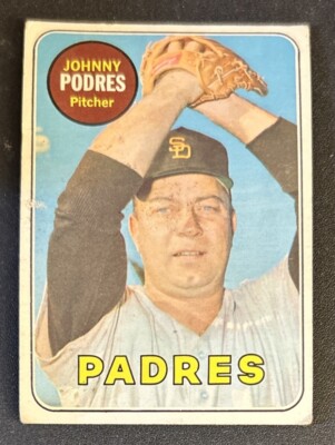 1969 Topps Johnny Podres Baseball Card #659 Padres Poor O/C & Creased ...