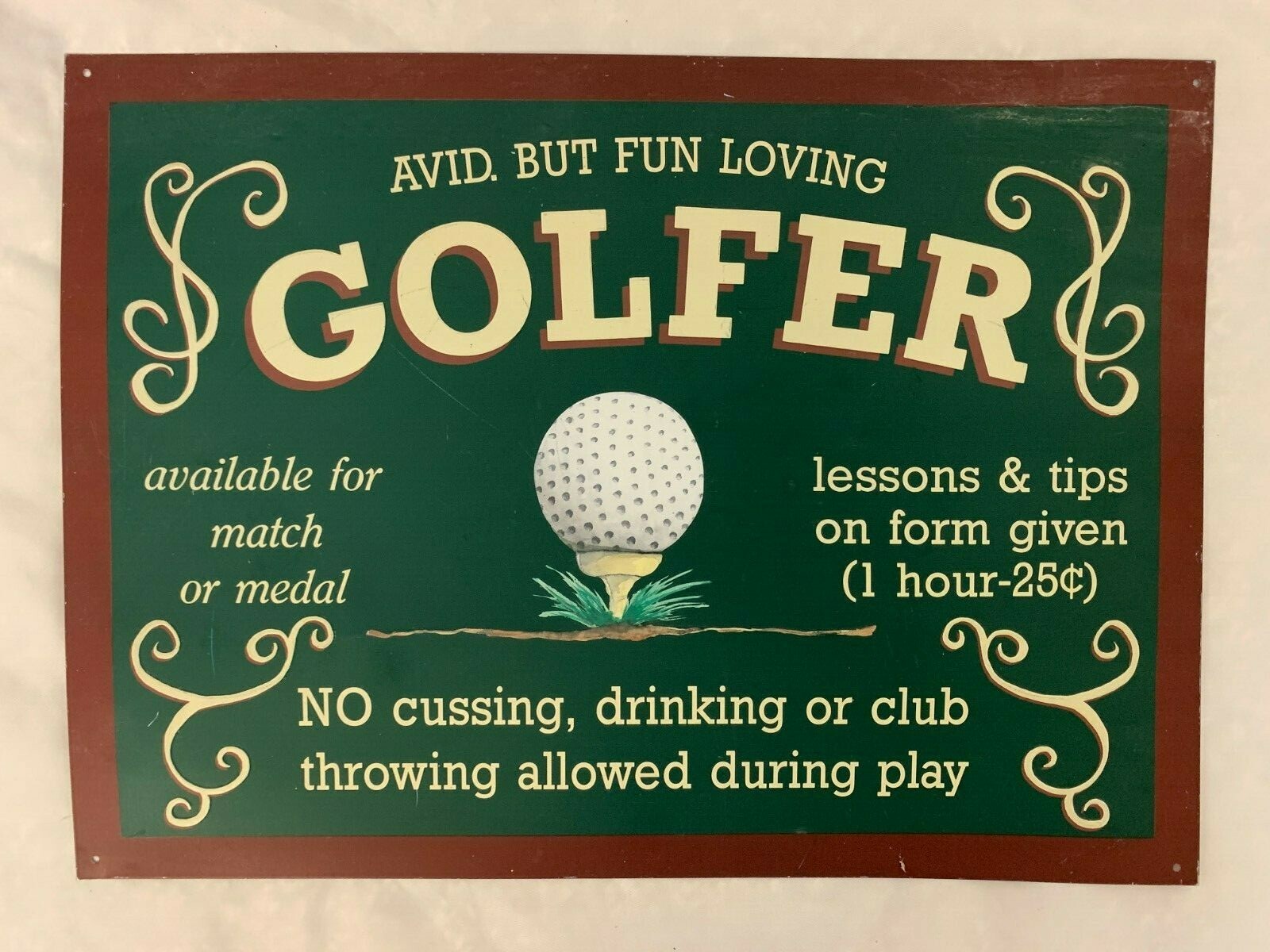 Humor 12.5X17" Sign: GOLFER available for tips - NO CUSSING - CLUB ...