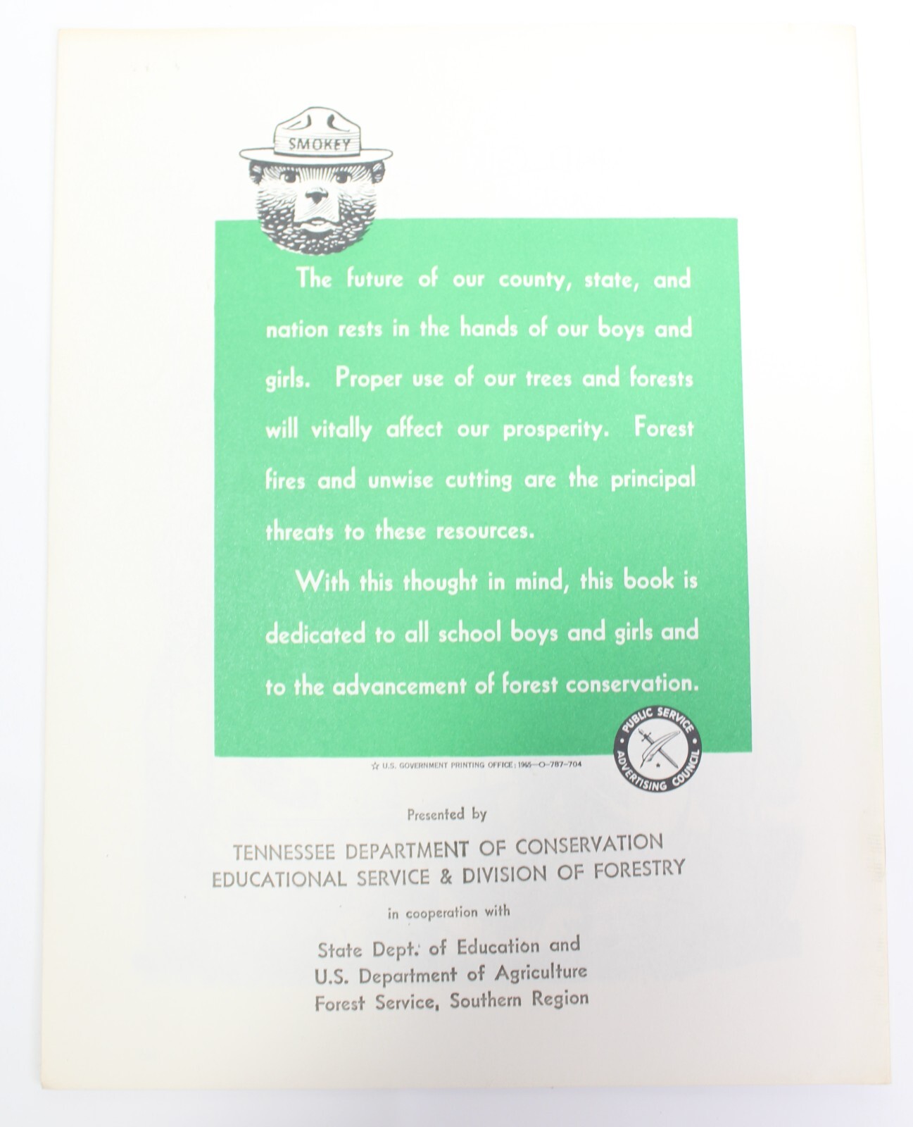 Smokey Bear's Story Of The Forest 1965 Fires Conservation | eBay