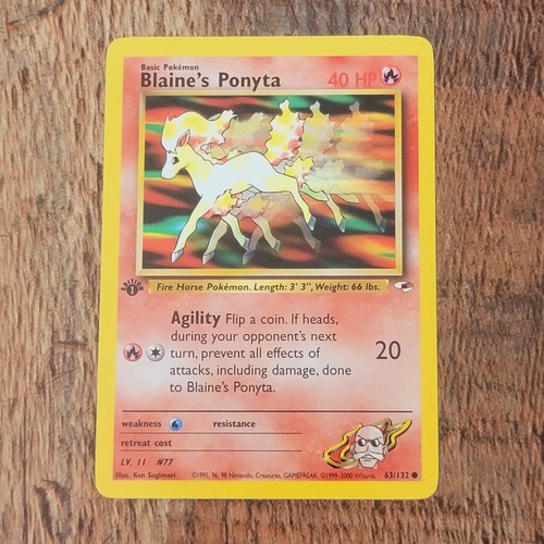 Blaine's Ponyta 63/132 1st Edition Gym Heros Common Vintage Pokemon ...