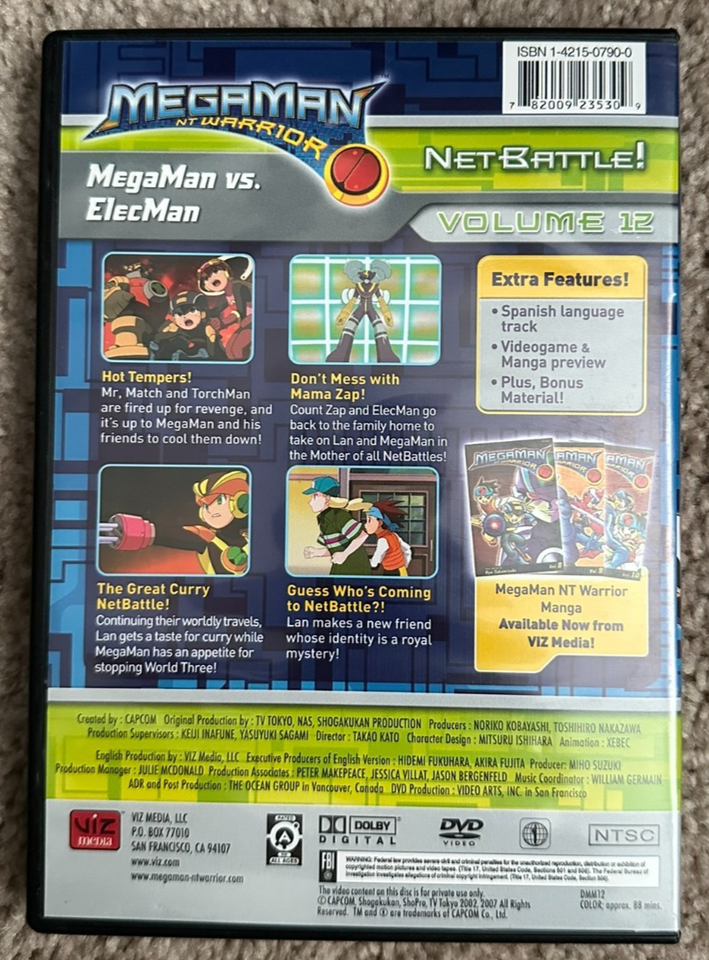 Mega Man NT Warrior Vol. 12-Net Battle (DVD, 2007) Elec Man Rare OOP ...