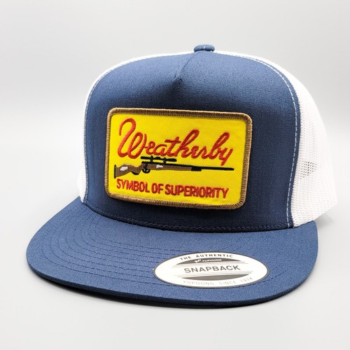 Weatherby Trucker Hat, Vintage Gun Rifle Patch on Flatbill Snapback ...