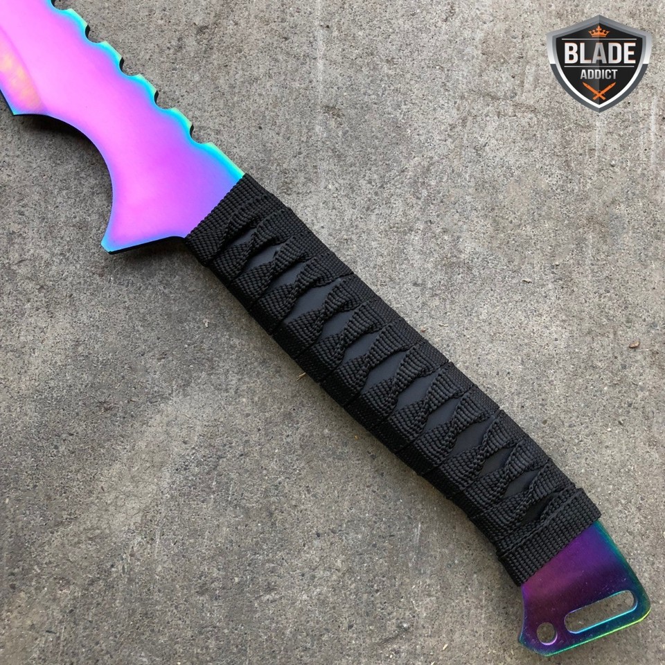 27" Rainbow Full Tang Blade Machete Tactical Katana Ninja Sword w ...