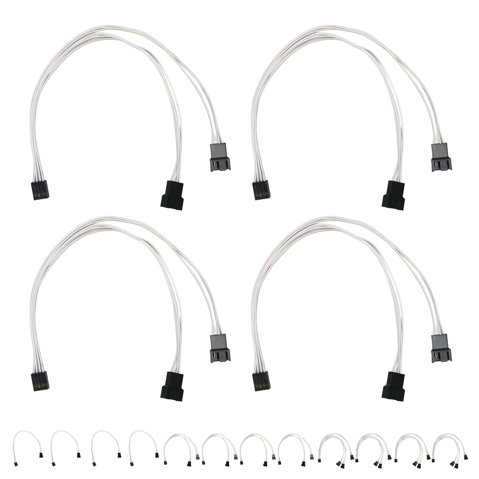 4pcs PWM Fan Extension Cable 4 Pin Silver Coated Copper Wire PC Fan ...