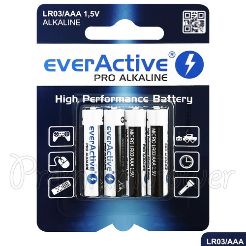 4 x everActive AAA batteries Alkaline LR03 MICRO MN2400 1.5V Pack GREAT ...