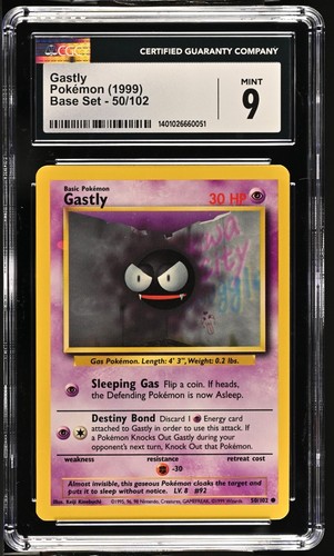 Gastly Non-Holo 1999 WOTC Pokemon Card 50/102 Base Set CGC 9 MINT | eBay