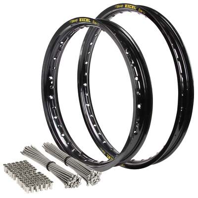 Front & Rear Black Excel Rim & Spokes Set for 2021-2025 GasGas MC125 ...