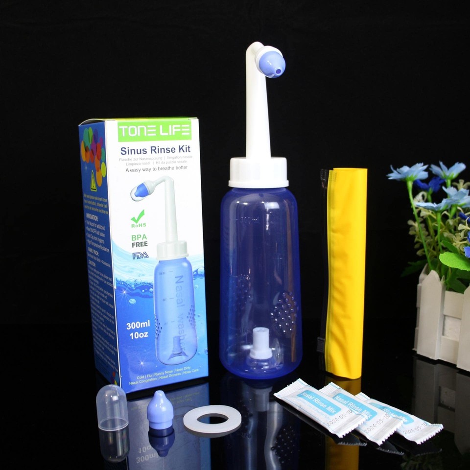 Neti Pot - Nasal Irrigation Wash Bottle Sinus Rinse Salt Packets Nettie ...