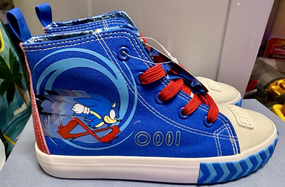 Ground Up Sonic the Hedgehog High Top Sneakers Size 3 Kids Blue Red ...