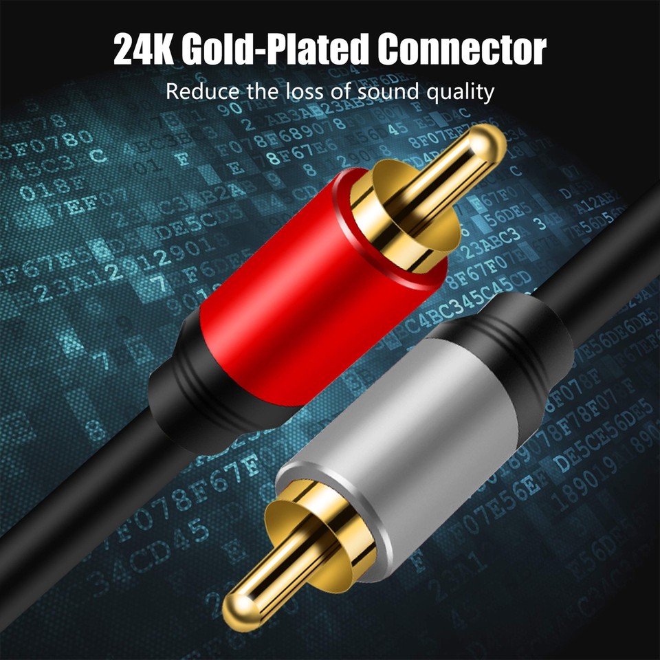 2RCA to 2RCA Cable 30Ft, Gold-Plated 2 RCA Male to 2 RCA Male Stereo ...