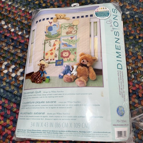 NIP Dimensions Stamped Cross Stitch Kit SAVANNAH QUILT 34” x 43 ...