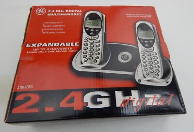 GE 2.4GHz Cordless 2 Handsets Digital Expandable Phone System ...