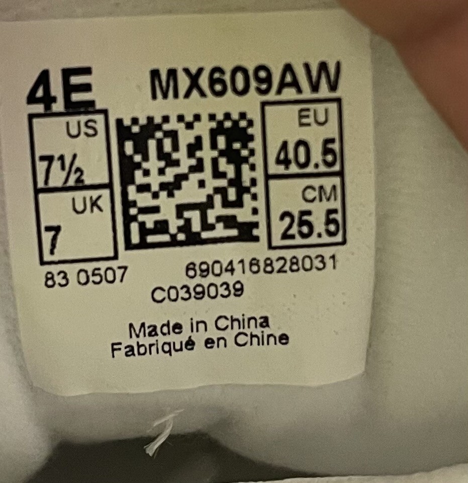 NEW BALANCE Men's 609 MX609AW SNEAKERS BRAND NEW SIZE 7.5 WHITE ON ...