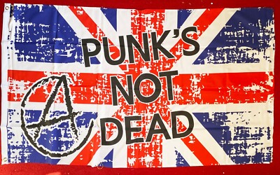 PUNKS NOT DEAD UNION JACK WITH ANARCHY SYMBOL 5x3 feet FLAG 150cm x ...