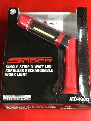 ATD-80303 SABER SINGLE STRIP 3-WATT LED CORDLESS RECHARGEABLE LITHIUM ...