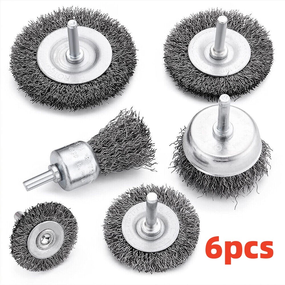 6Pcs Brush Drill Attachment Bit Kit Coated Wire Cleaning Wheel Cup Tool ...