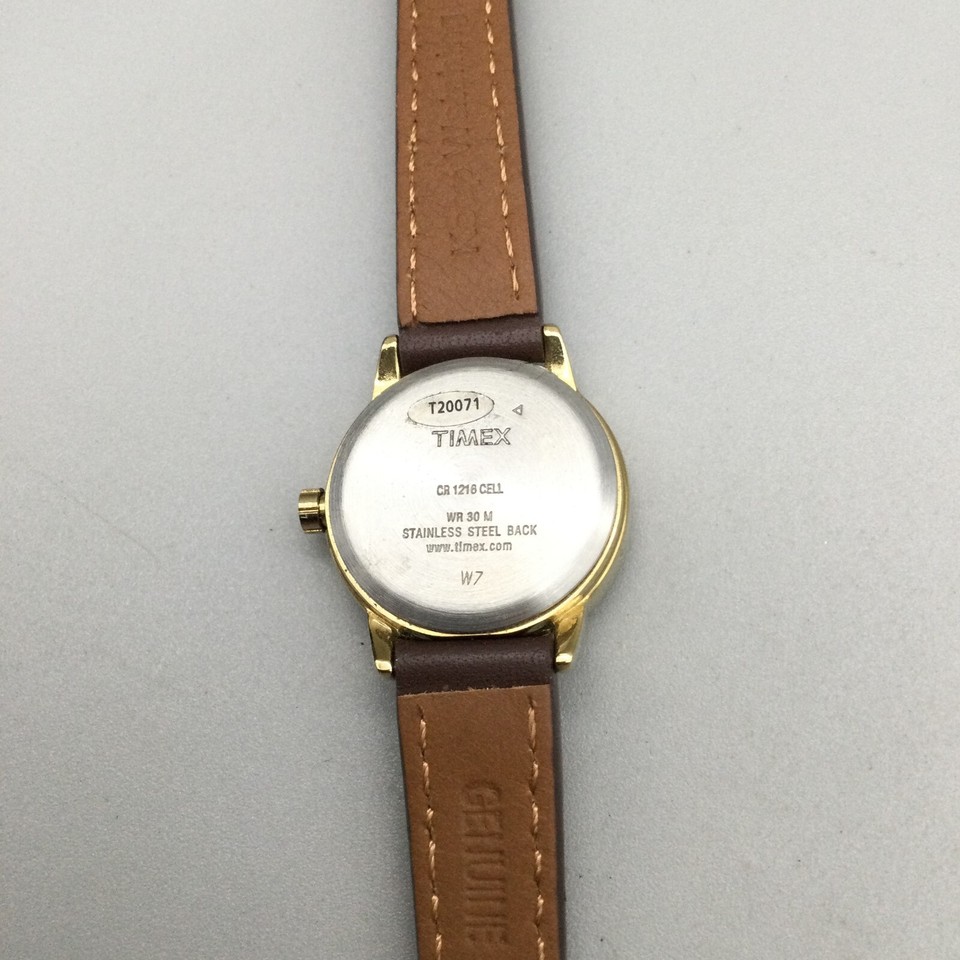 Timex Easy Reader Watch Women 25mm Indiglo Gold Tone Date Leather New ...