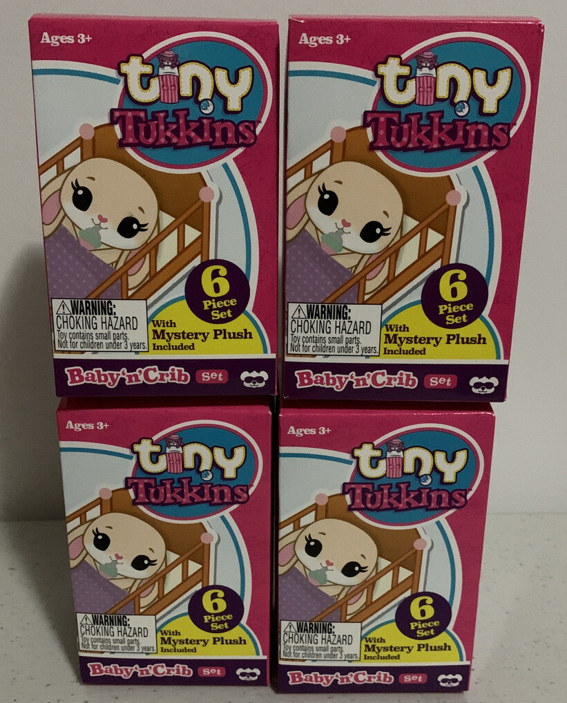 Tiny Tukkins Baby n Crib Set. With Mystery Plush Included. 6 Piece Set ...