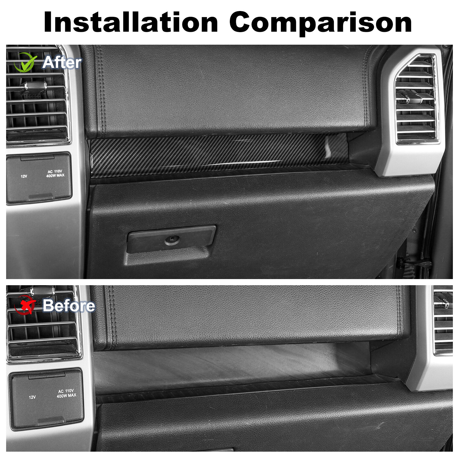 Carbon Fiber Center Console Dashboard Panel Cover Decor Trim For Ford ...
