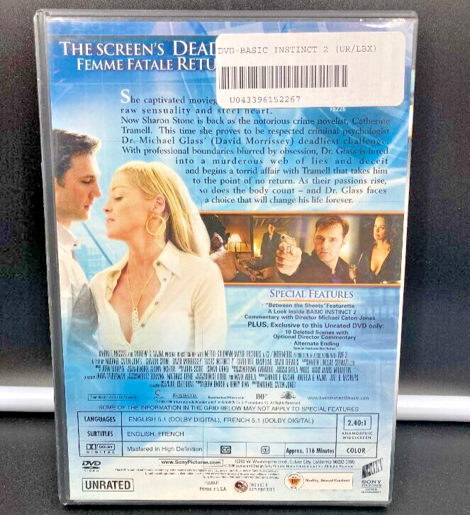 2006 Sony Pictures DVD Unrated Extended Cut Basic Instinct 2 ...