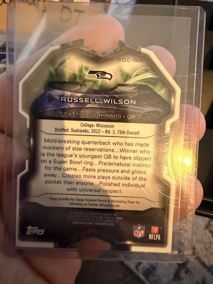 2015 Topps Platinum - Platinum Players Die-Cut Russell Wilson #PDC-RW ...