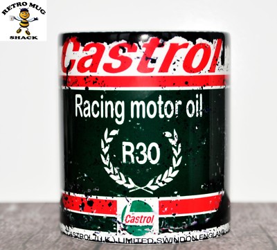 Premium Retro Castrol R30 Motorcycle Racing Motor Oil Can Mug Tea ...