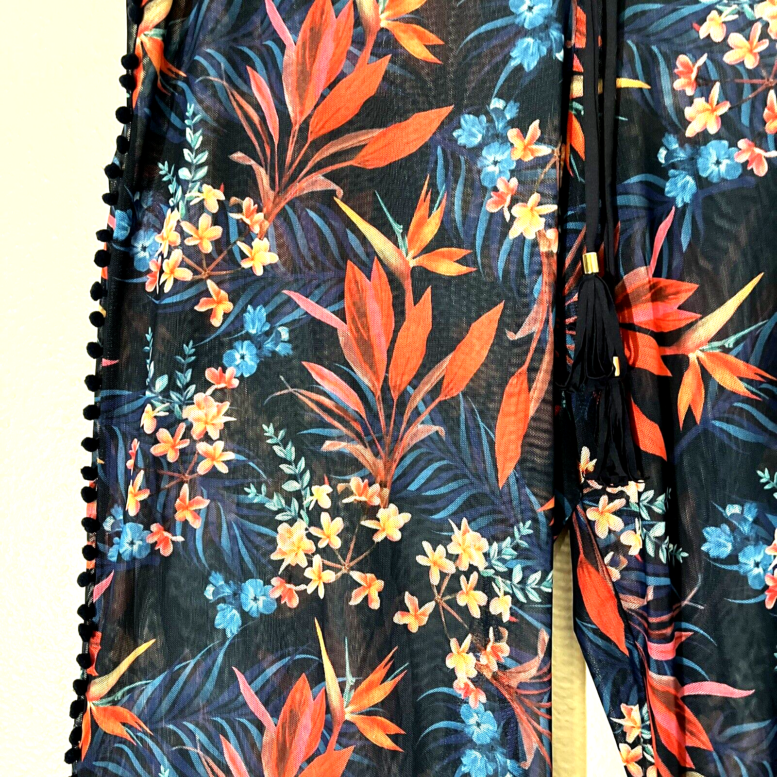 Bari Swimwear Sheer Pants Beach Pool Colorful Floral Print Size EG | eBay