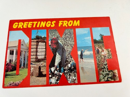 Large Letter Greetings from Dixie Vintage Postcard | eBay