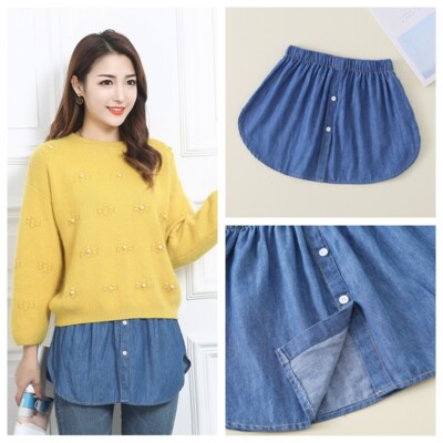 Lady Fake Shirt Blouse Tail Hem Extender Elastic Waist Detachable ...