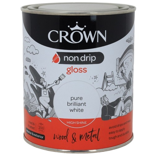 Crown Non Drip Gloss White Wood & Metal Paint QUICK DRY Interior ...