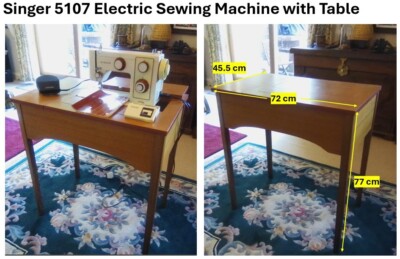 Singer 5107 Vintage Electric Sewing Machine with Table, Accessories ...