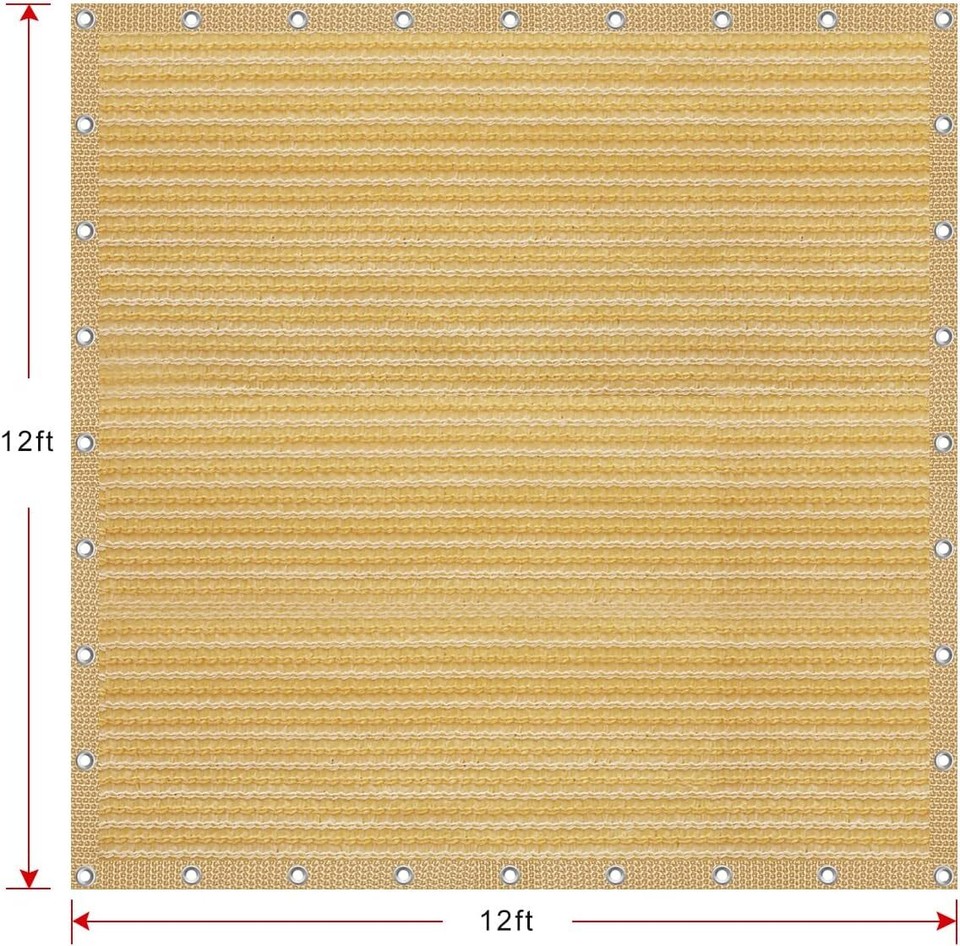 Shatex 12x12ft Shade Fabric 90% Sun Shade Cloth with Grommets for ...