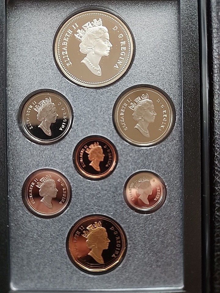 1990 Prestige RCM Royal Canadian Mint Proof 7-Coin Set Silver Dollar w ...