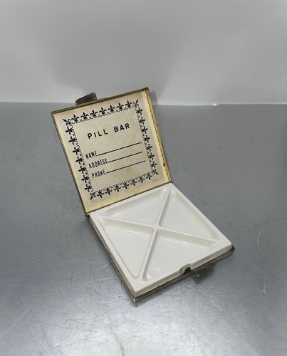 VTG 1960s Floral Pill Box/Pill Bar Brass Hinged Box 2 1/2” x 2 1/2” | eBay