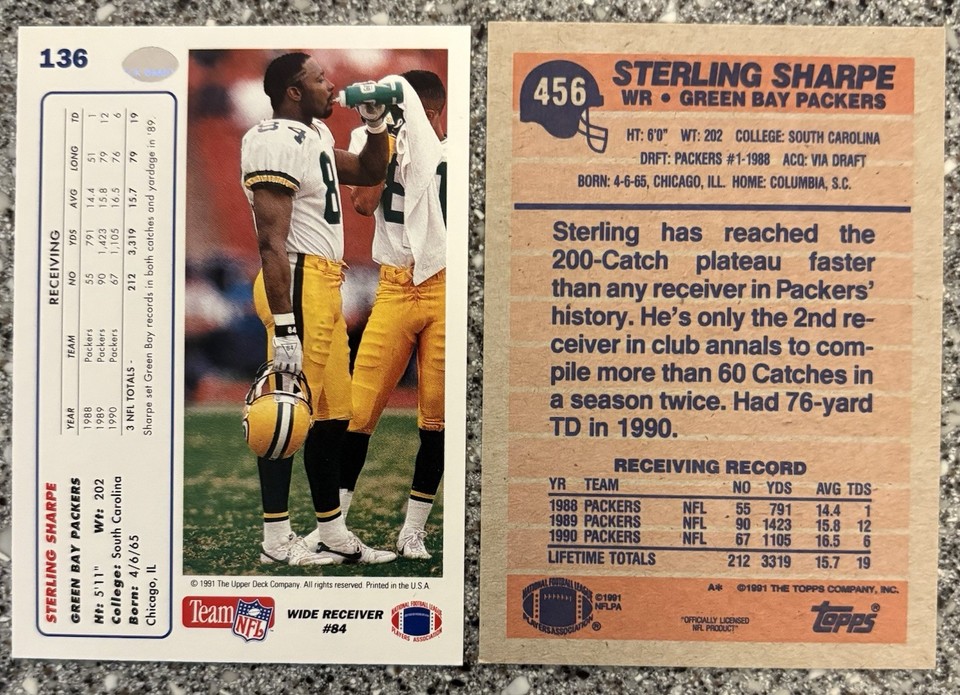1990-94 Sterling Sharpe Green Bay Packers WR HOF’er Lot of 13 N/M ...