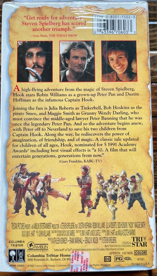 Hook (VHS, 1992) Robbin Williams, Factory Sealed brand New Tristar ...