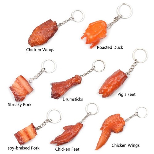 8Pieces/set Simulation Fried Chickens Keychain Barbecue Charm Keychain ...