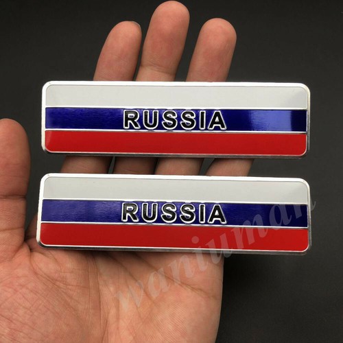 2x Metal Russia Russian Flag Emblem Badge Motorcycle Gas Tank Decal ...