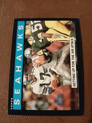 1985 SEATTLE SEAHAWKS TOPPS TEAM CARD #380 SETTING UP FOR THE AIR ...