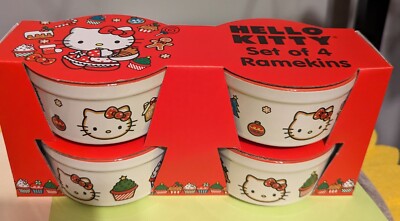HELLO KITTY CHRISTMAS GINGERBREAD HOLIDAY RAMEKINS SET OF 4 SOUFFLÉ ...