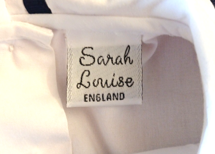Sarah Louise Dress England Hand Smocked White Blue Whales Collar 6 ...
