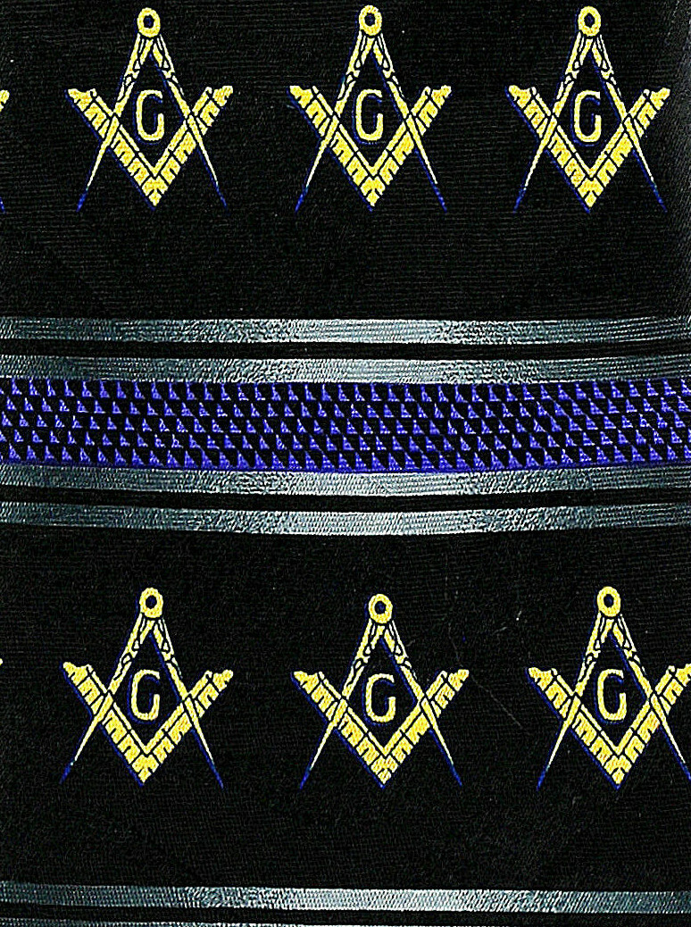 Men's Masonic Necktie Compass & Square Freemason Mason Striped Black ...