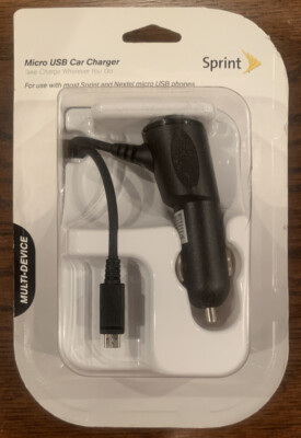 Sprint MICRO-USB Phone Car Charger - New Sealed In Package Spring ...