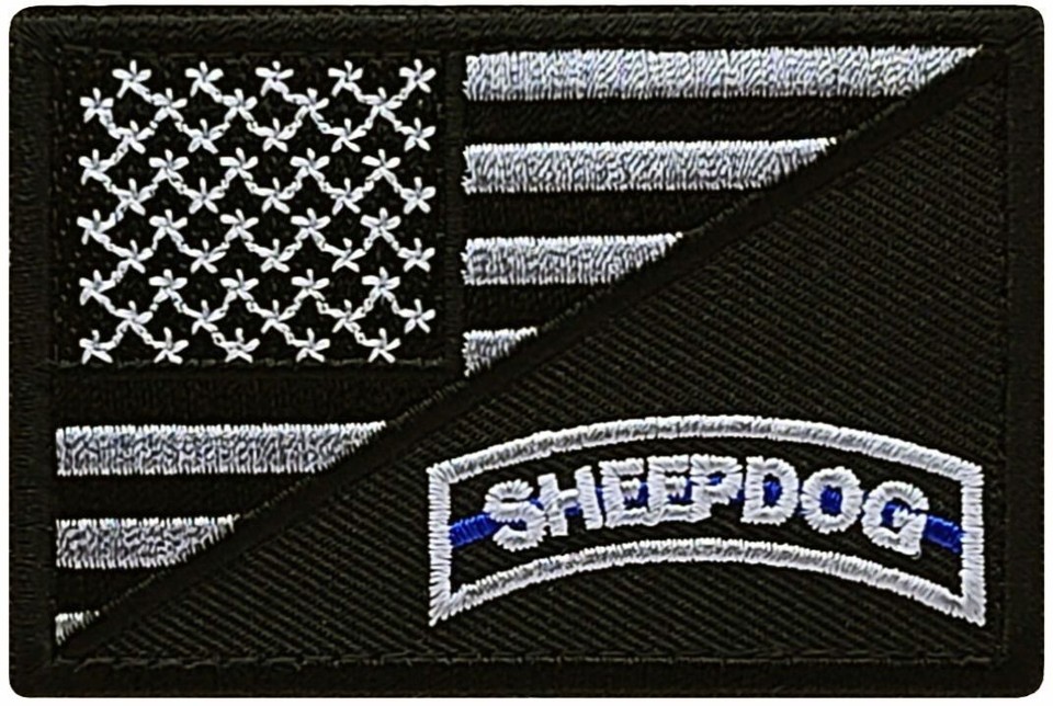 SHEEPDOG THIN BLUE LINE LEO USA FLAG PATCH | 2PC HOOK BACKING 3"x2" | eBay