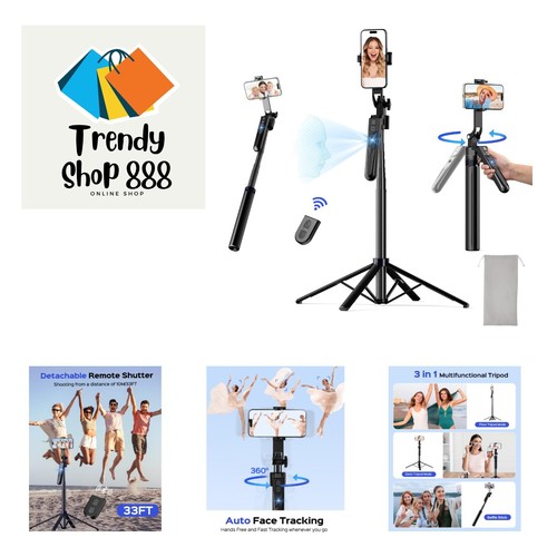 68'' Auto Face Tracking Tripod for iPhone, 360° Rotation Phone Tripod ...