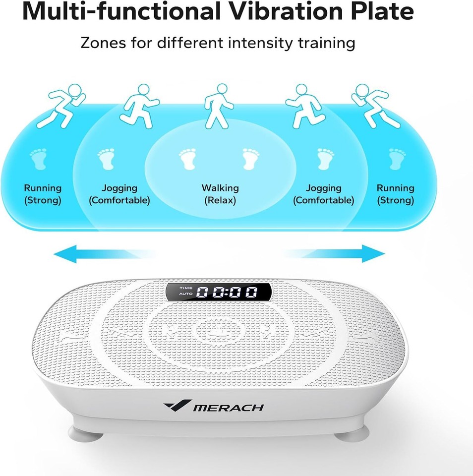 MERACH Vibration Plate Power Fitness Platform Whole Body Workout Speed ...